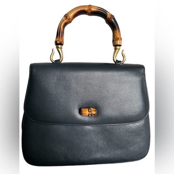 Susan Gail | Bags | Vintage Susan Gail Leather Bamboo Top Handle Bag ...